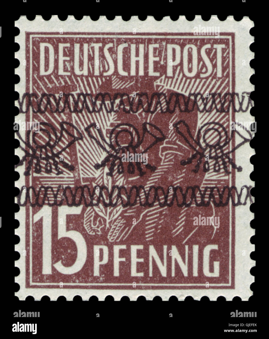 The Bizone 1948 41 I Bandaufdruck stamp was issued during the post-war ...