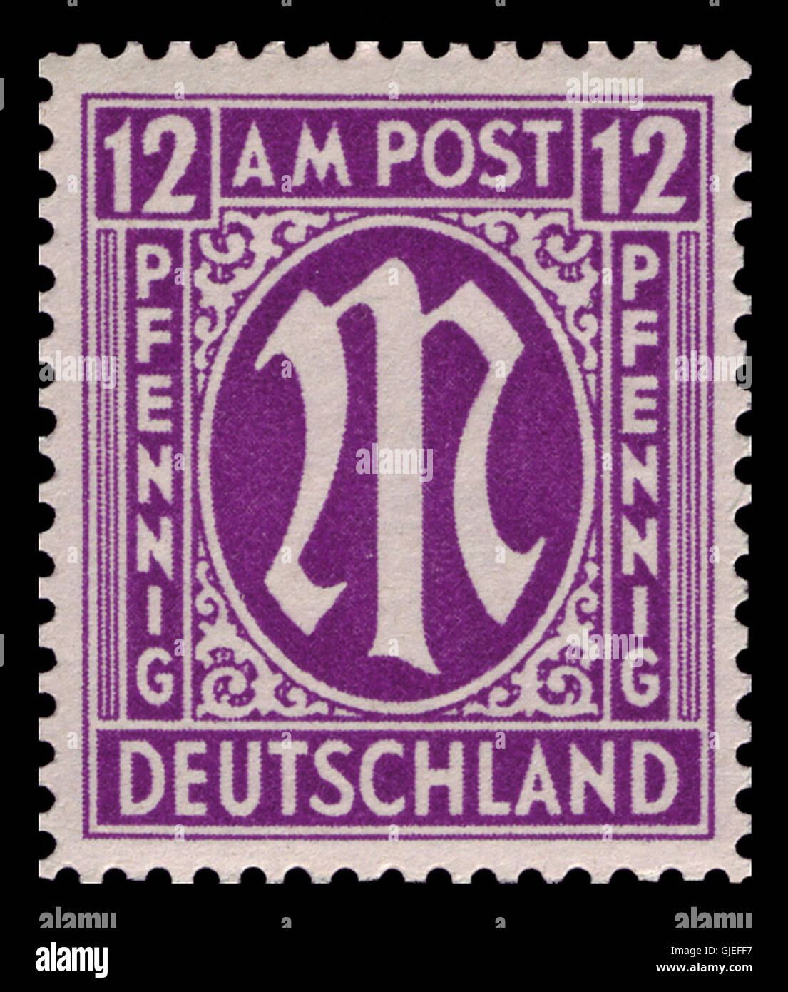 The 1945 Bi Zone 15 EN M-Serie stamp was issued in the British Zone of ...