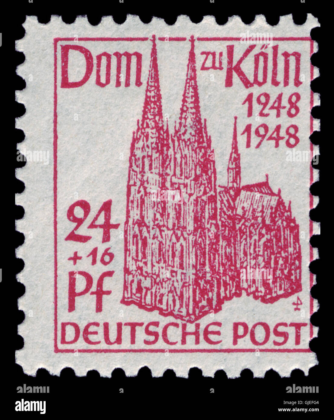 The 1948 Bi Zone 71 Kölner Dom stamp was issued in the post-WWII period ...