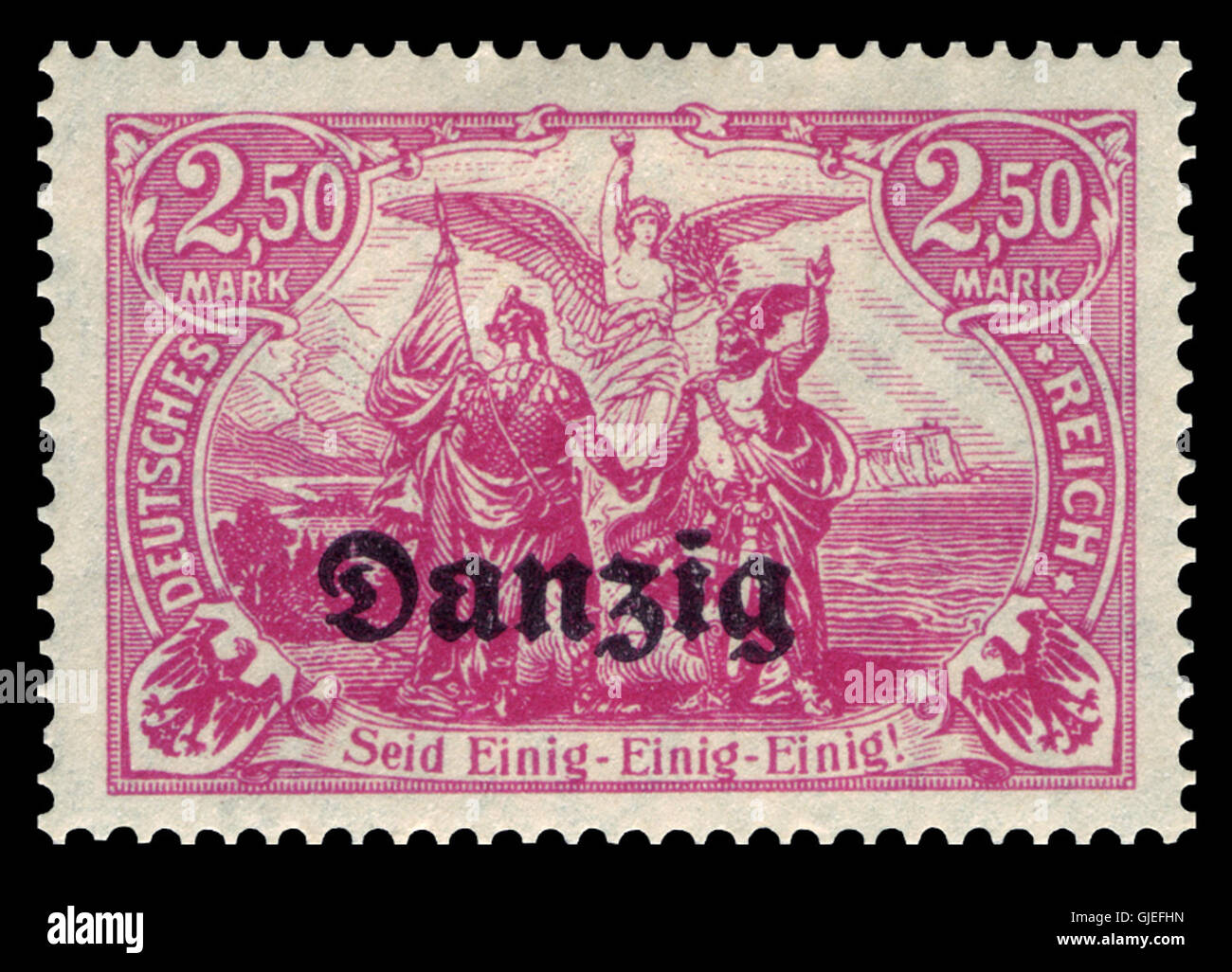 The 1920 Danzig 12 Genius stamp commemorates the reunification of ...