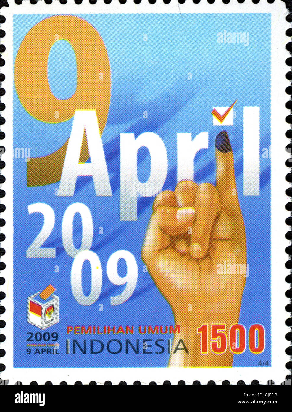 The 009-09 stamp from Indonesia features a design representing a ...