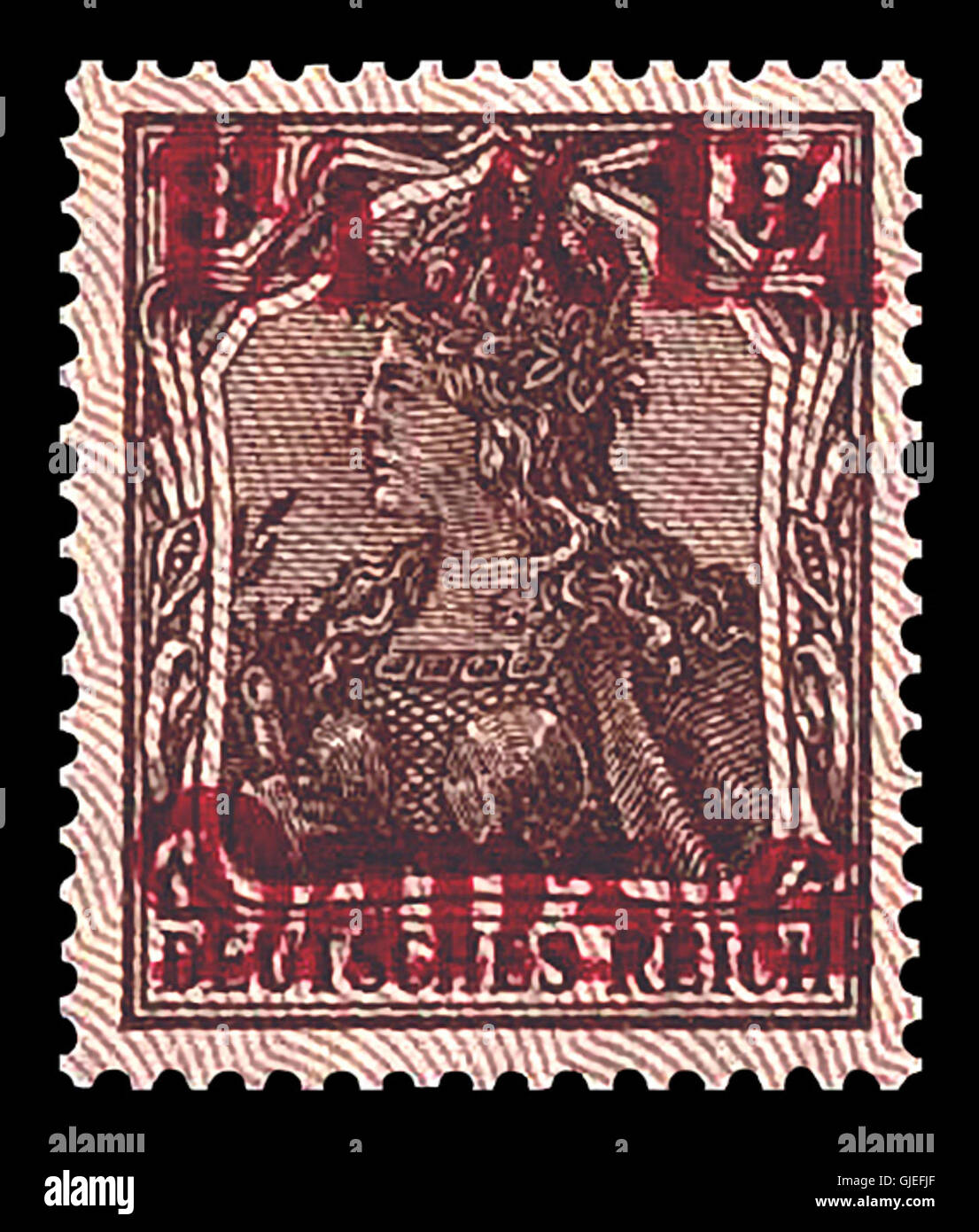 The Danzig 1920 42II Germania stamp features a symbolic representation ...