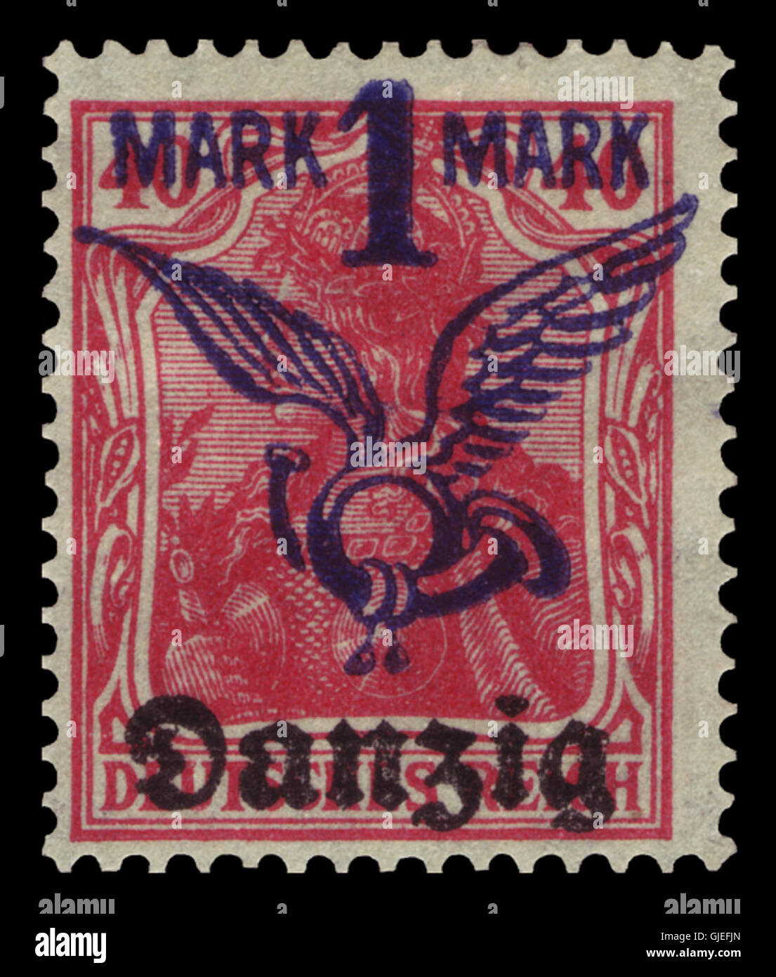 The 1920 Danzig 52 Germania Flugpost stamp commemorates the early days ...
