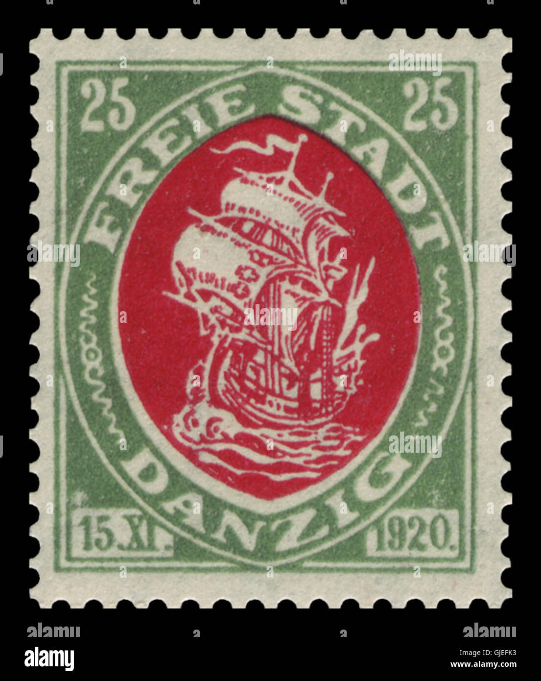 The Danzig 1921 63 Kogge stamp features a depiction of the historic ...
