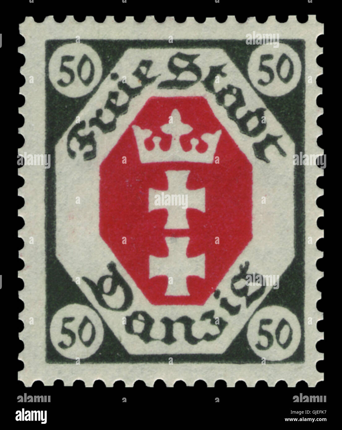 The Danzig 1921 80 Wappen stamp features the coat of arms of the Free ...