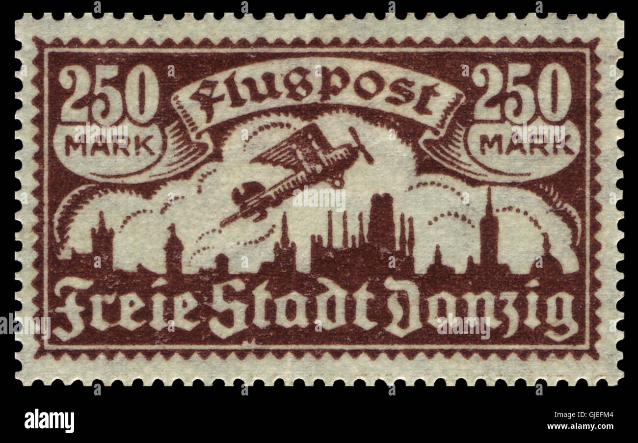 The 1923 Danzig 136 Flugpost stamp was issued to commemorate the early ...