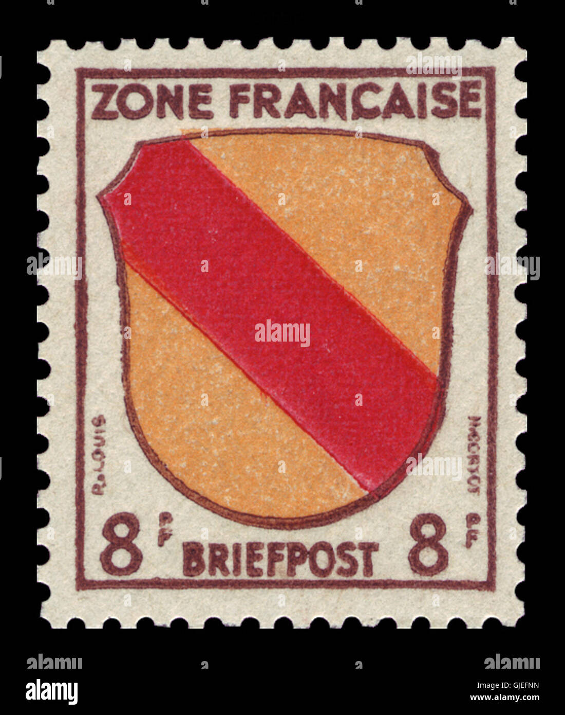 The 1945 French Zone 4 Wappen Baden stamp was issued as part of the ...