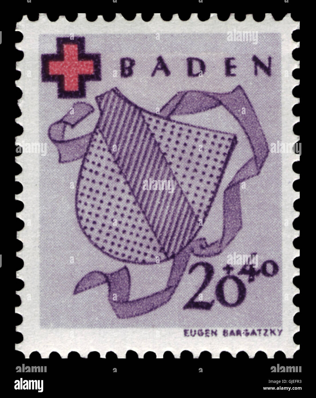 The 1949 Fr. Zone Baden 43A Rotes Kreuz stamp was issued in the French ... The 1949 Fr. Zone Baden 43A Rotes Kreuz stamp was issued in the French ...