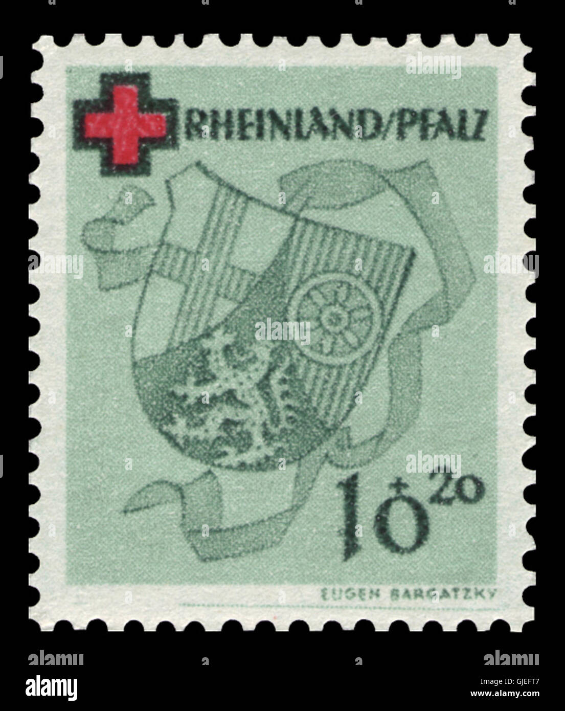 The 1949 Rheinland-Pfalz French Zone 42A Rotes Kreuz stamp features the ...