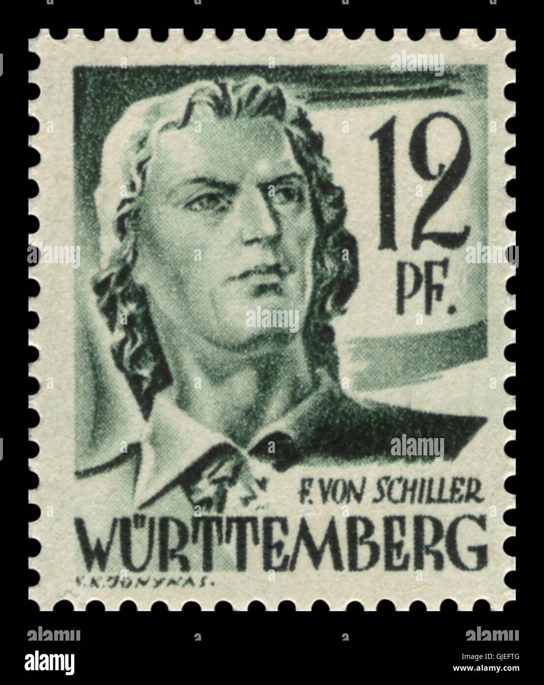 The 1947 Friedrich Schiller stamp, issued in the French Zone of Germany ...