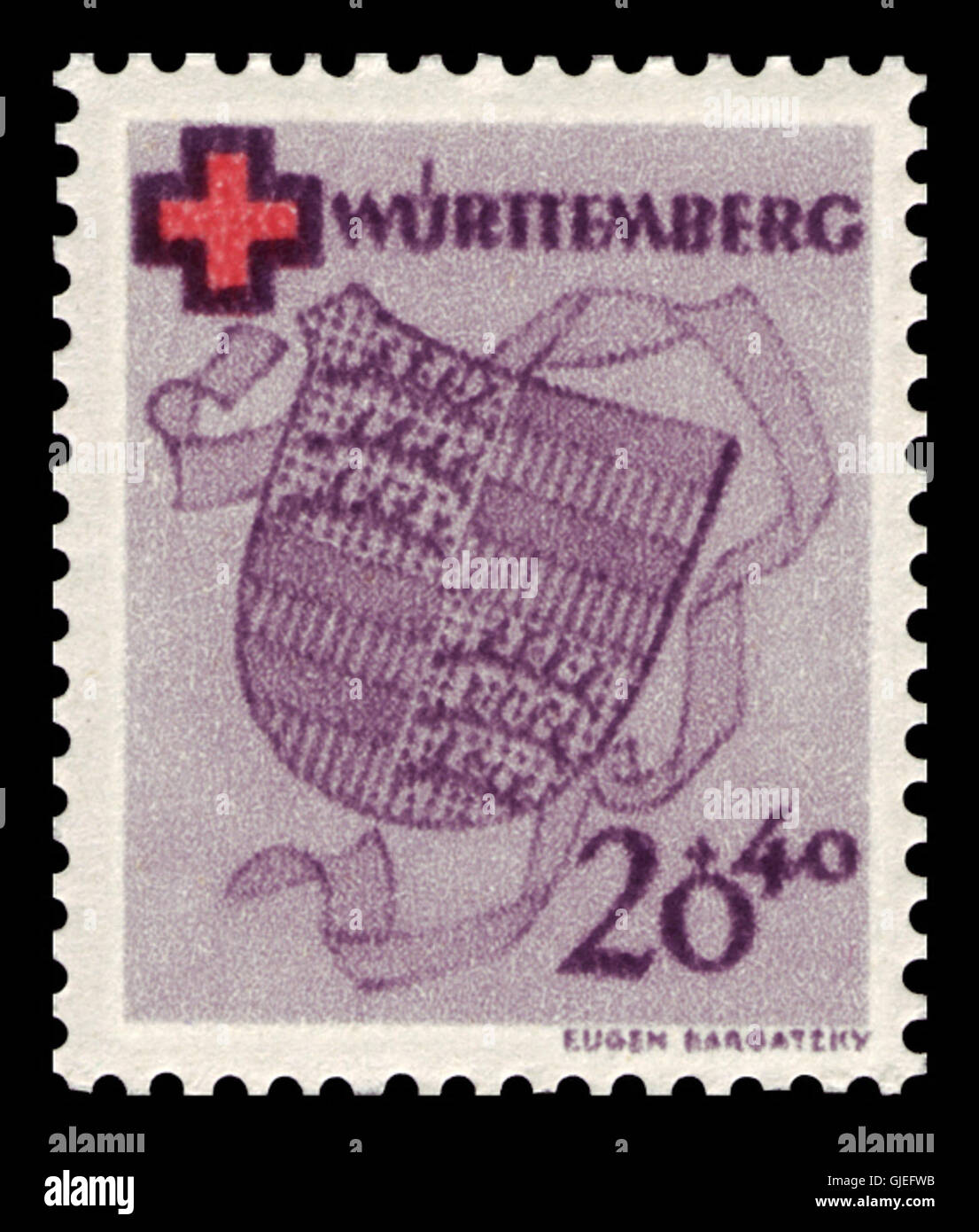 The Fr. Zone Württemberg 1949 41A Rotes Kreuz stamp features the Red ...