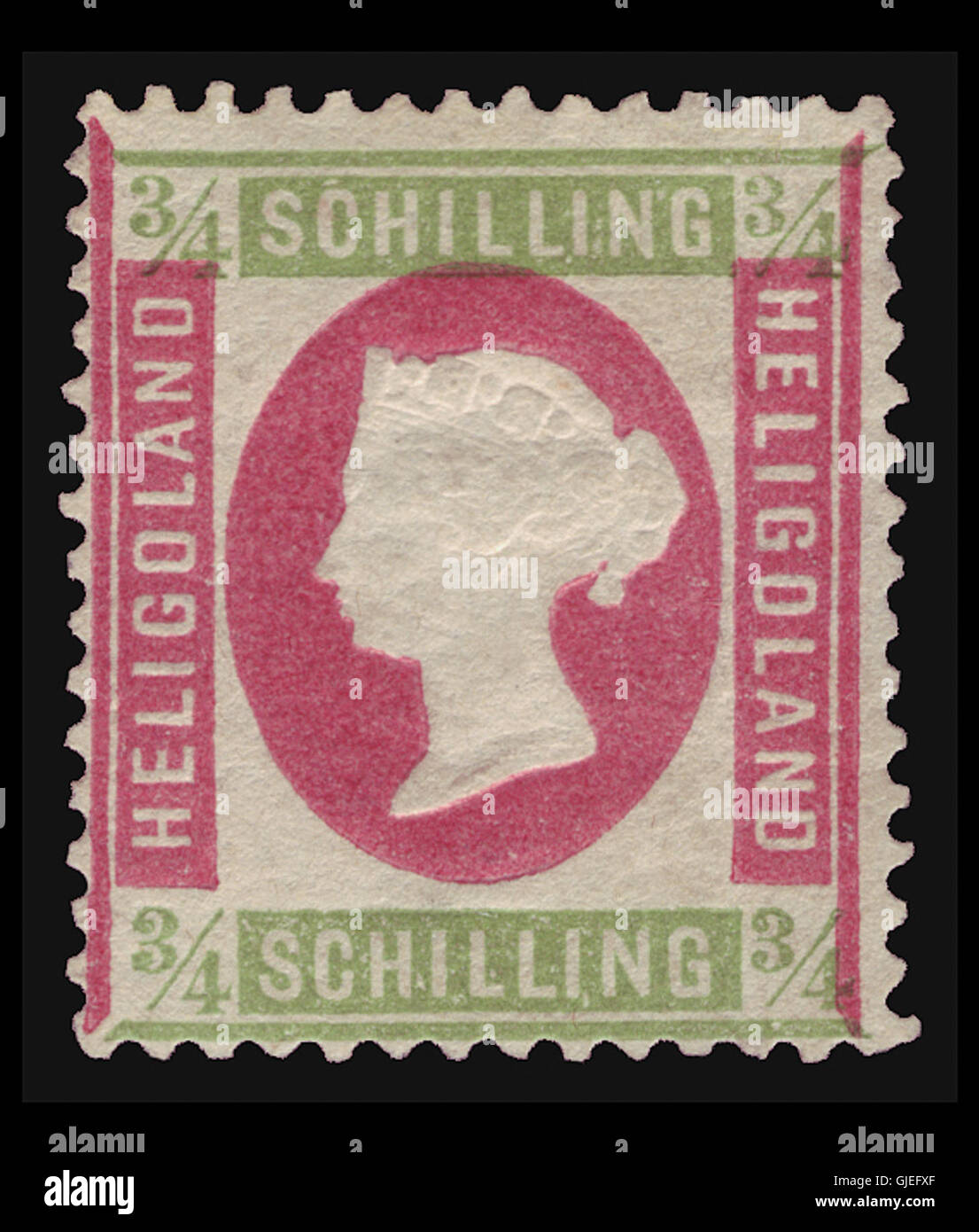 The 1873 Helgoland 9 Königin Victoria stamp features a portrait of ...