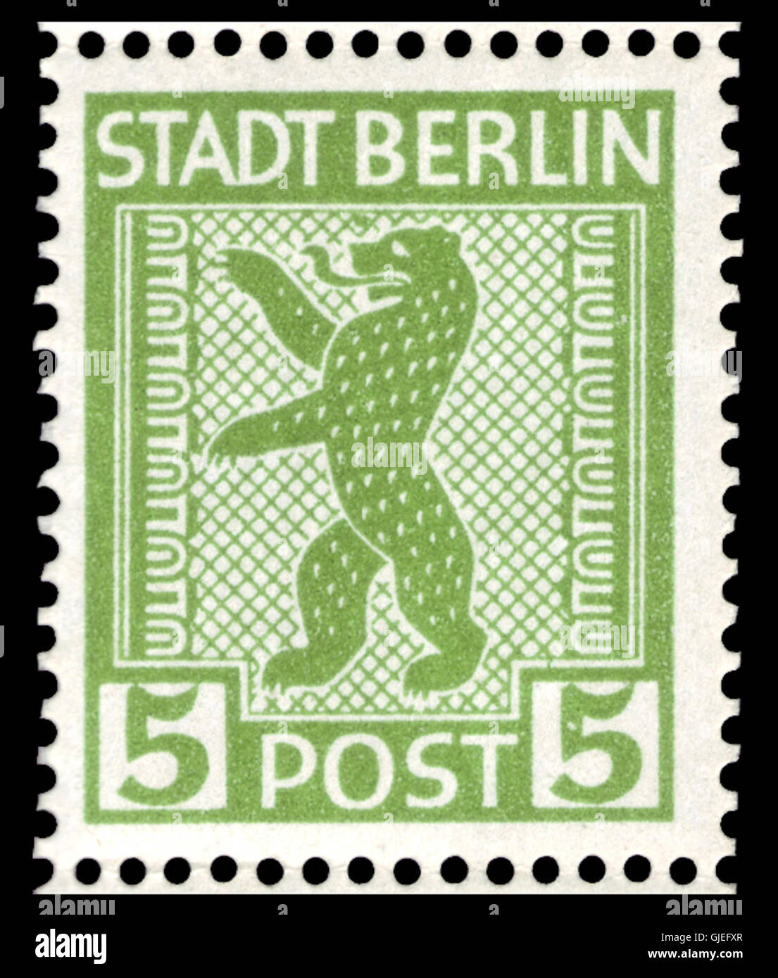 The OPD BLN 1945 1 Berliner Bär stamp features the Berlin Bear, a ...