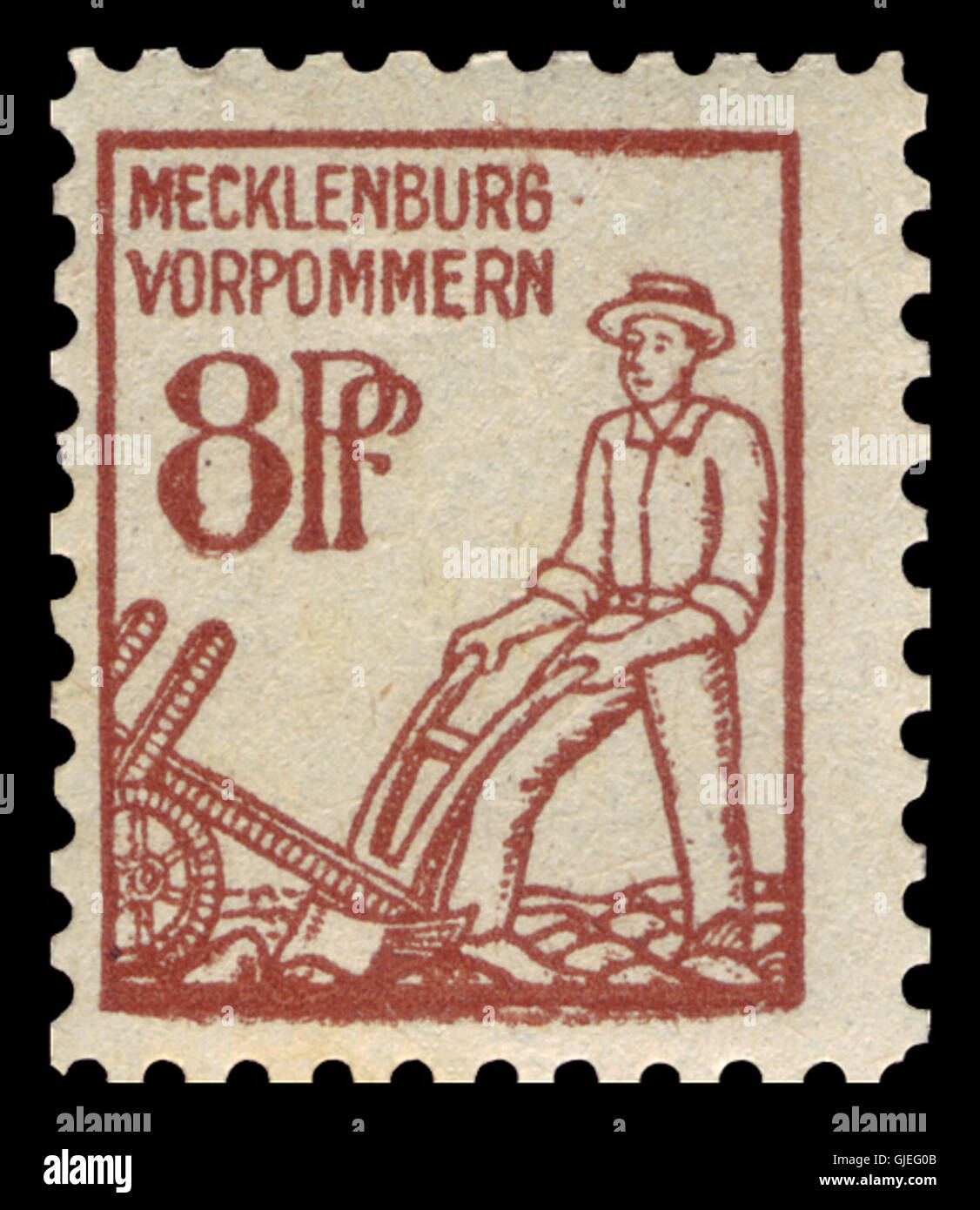 The SBZ Mecklenburg-Vorpommern 1945 15 Bauer stamp was issued after ...