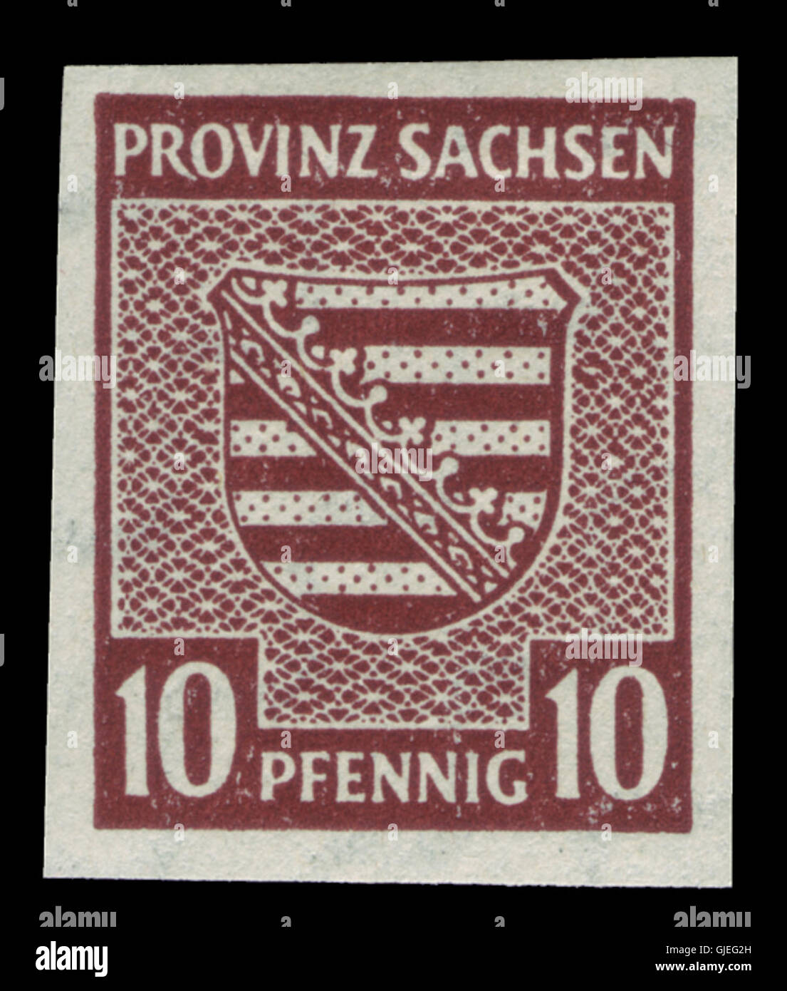 The SBZ Provinz Sachsen 1945 72 Wappen stamp showcases the coat of arms ...
