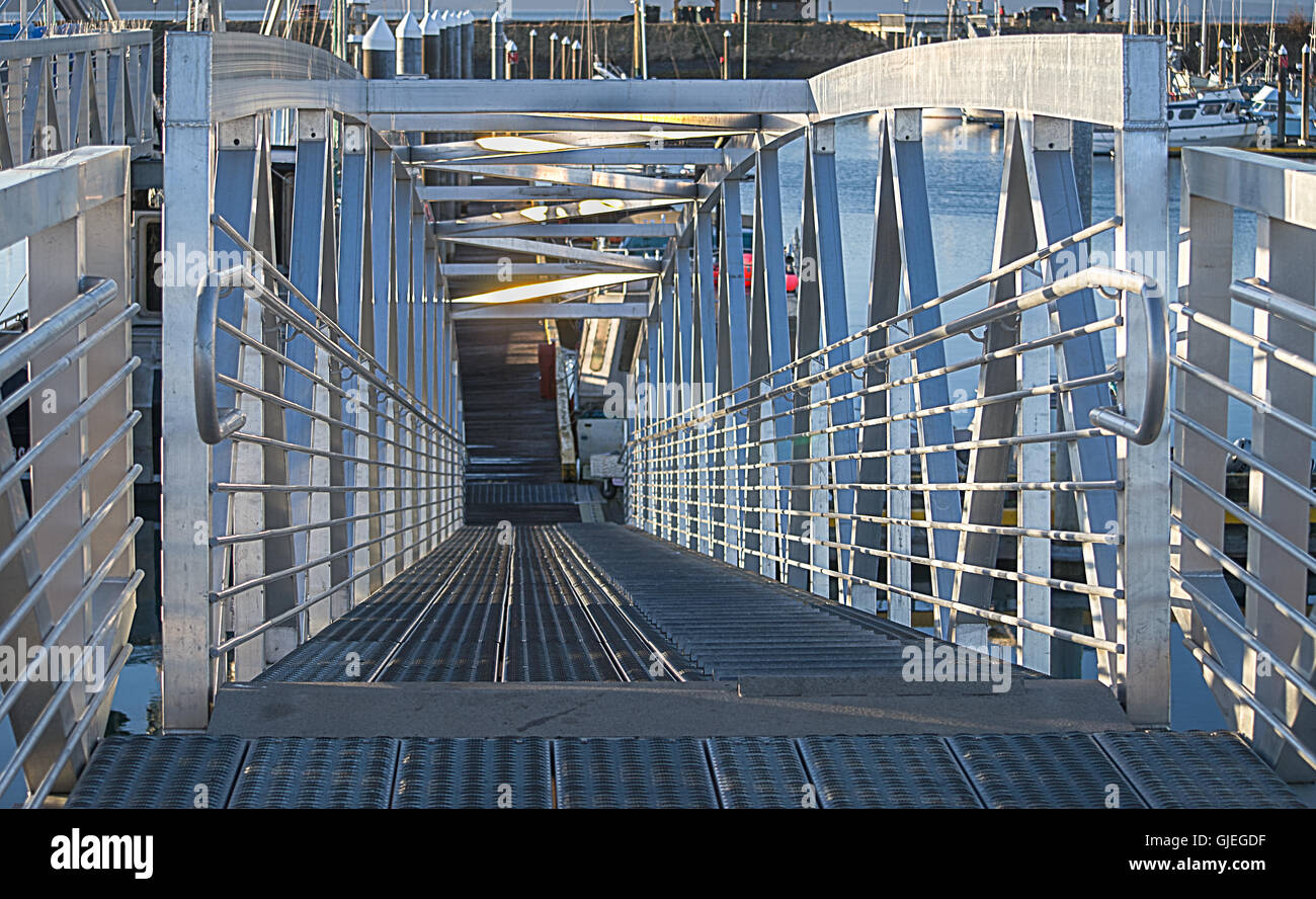 A steel ramp allows access to the floating docks of the Homer small ...