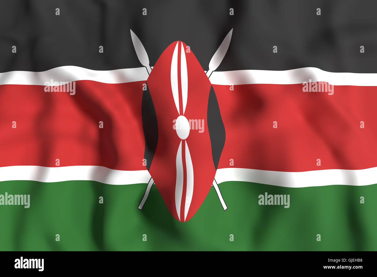3d rendering of Kenya flag waving Stock Photo - Alamy