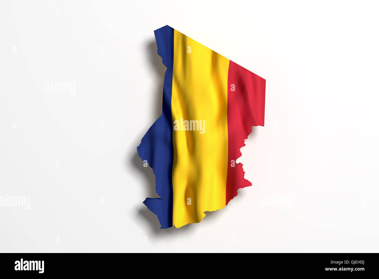 3d rendering of Republic of Chad map and flag on white background Stock ...