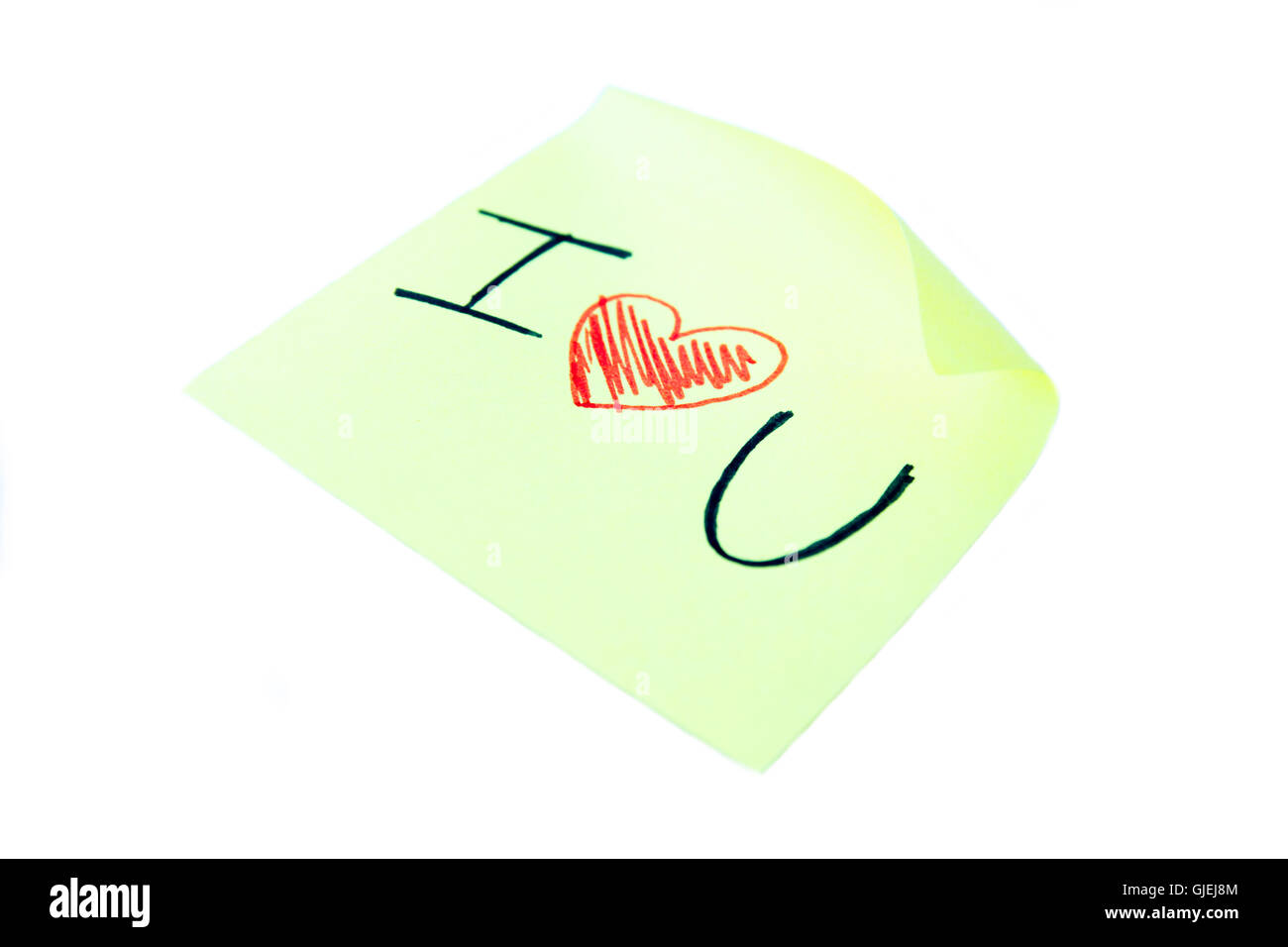 Post it that says I love you on a white background Stock Photo - Alamy