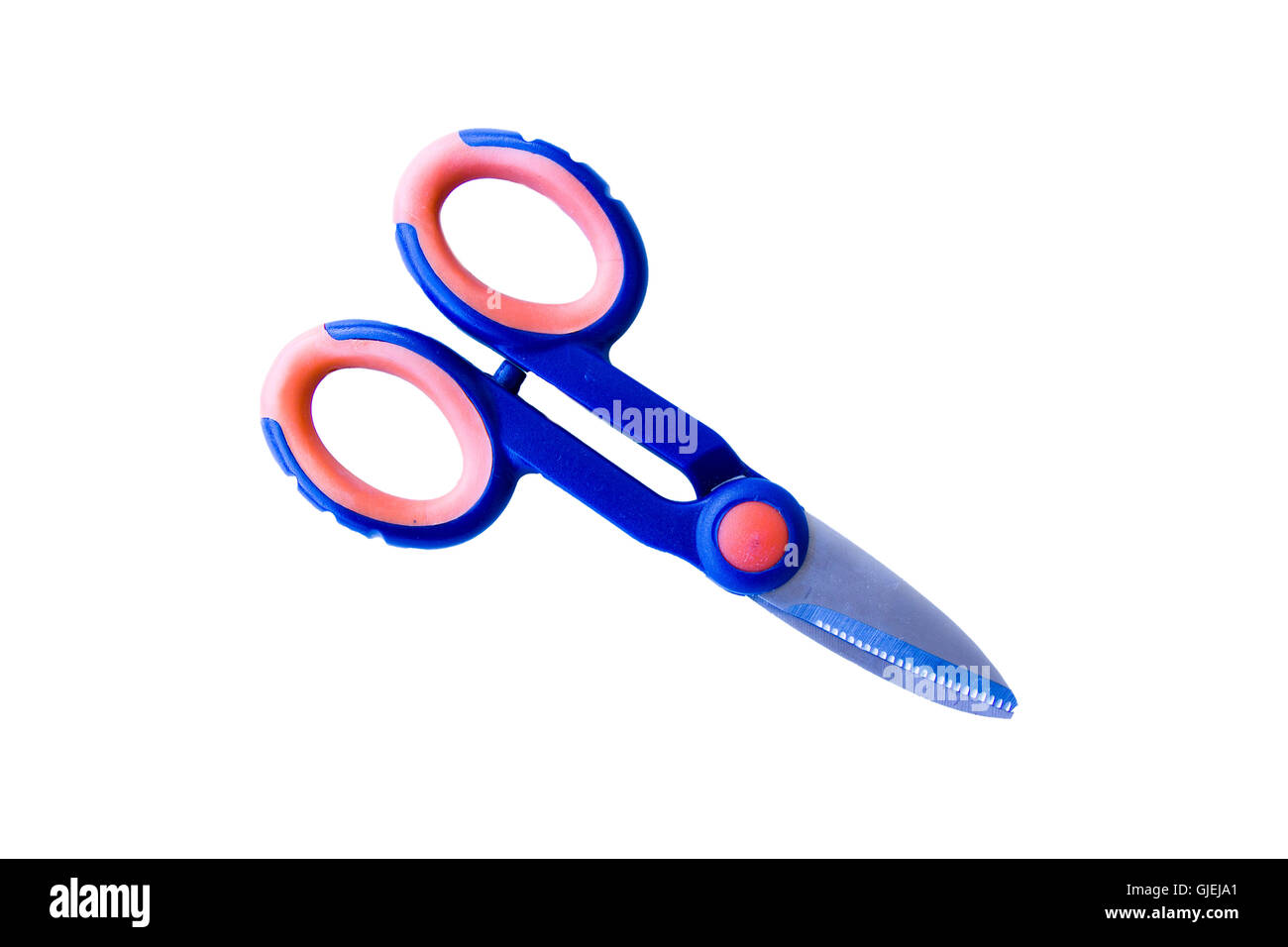 Scissors for electrician on a white background seen from above Stock ...