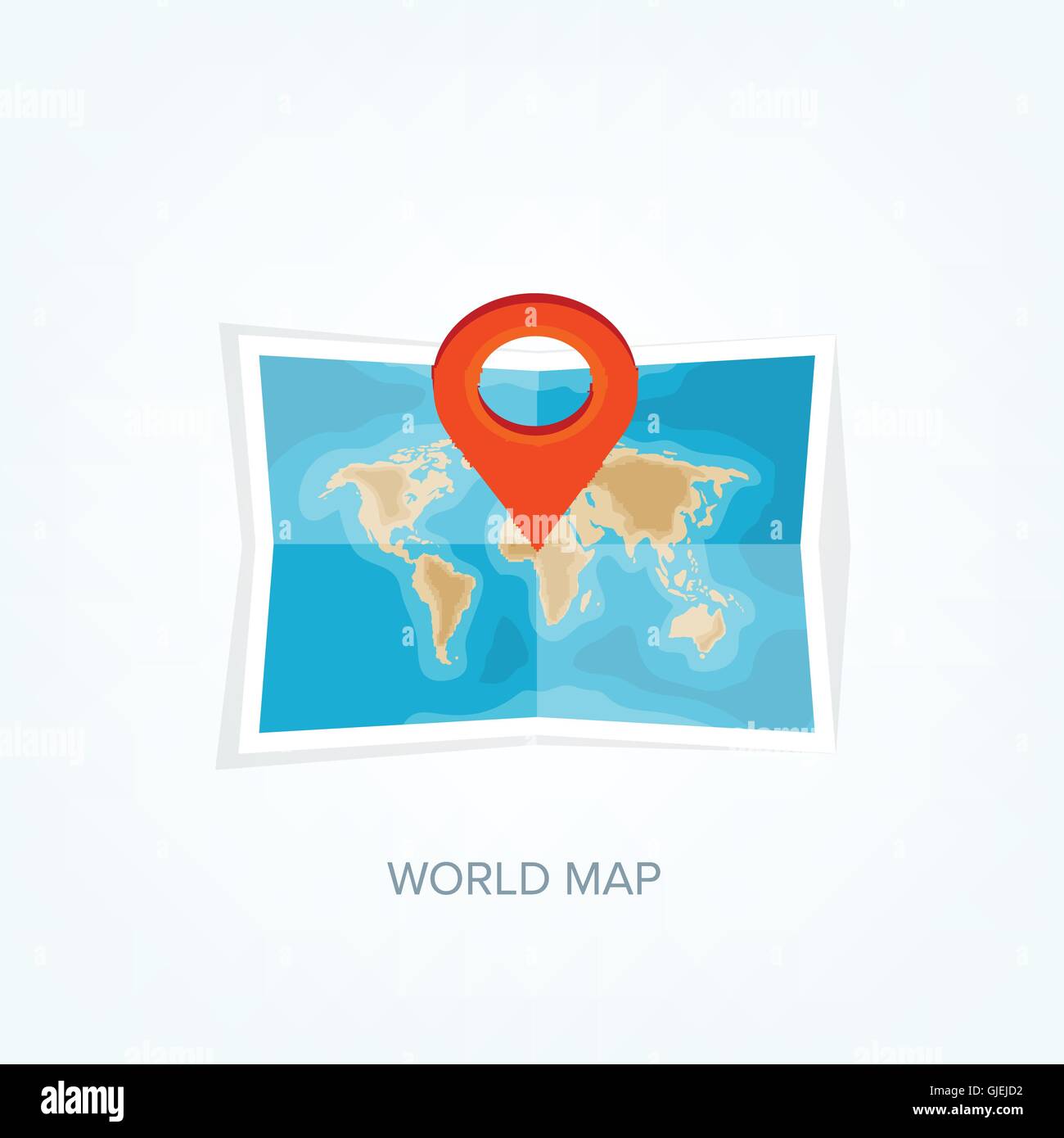 World map in a flat style. Earth, globe. Navigation. Route and ...