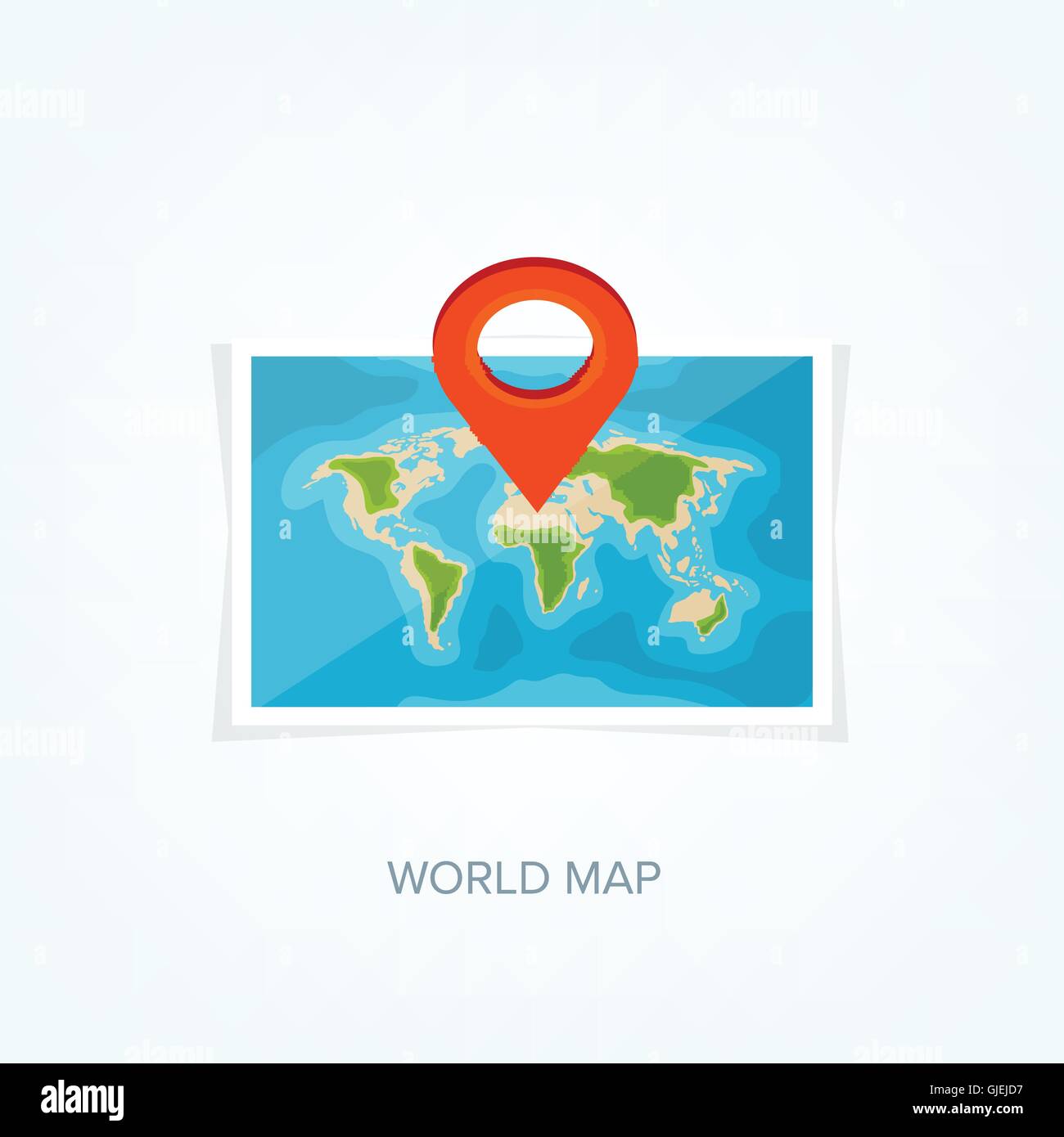 World map in a flat style. Earth, globe. Navigation. Route and ...