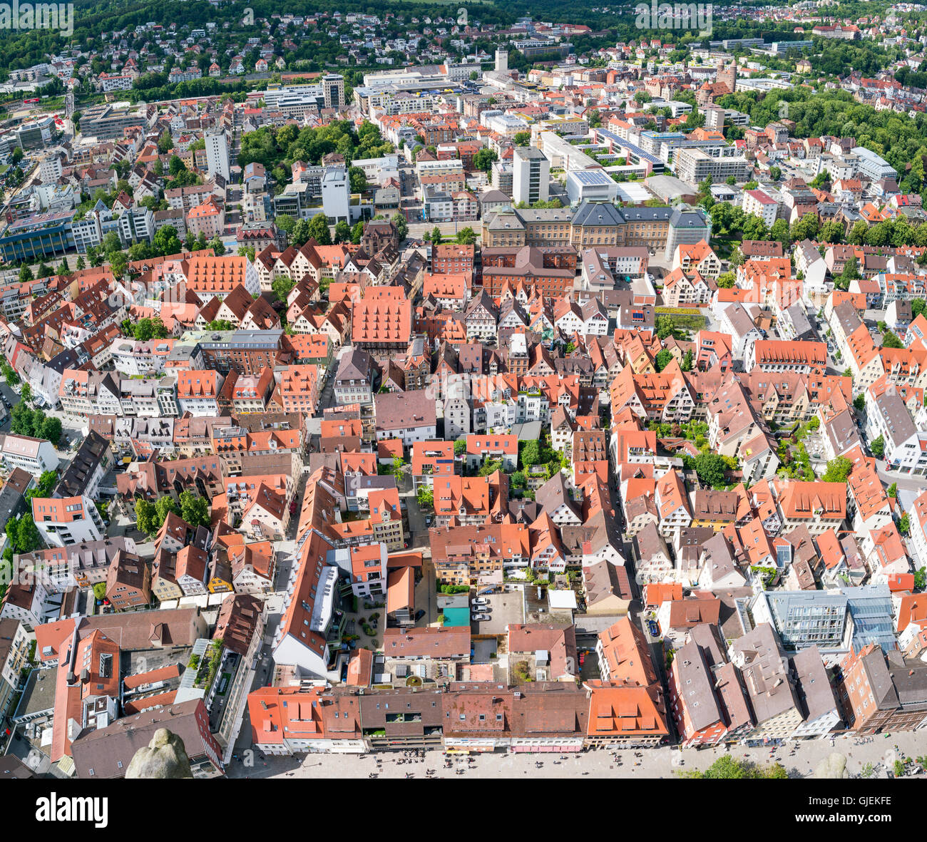 ULM, GERMANY - JUNE 18, 2016: Ulm and Danube river bird view, Germany ...