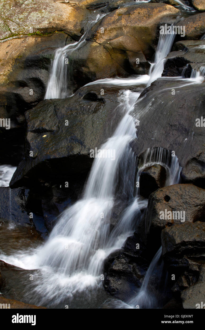 Waterfall flowing down over rocks Stock Photo - Alamy