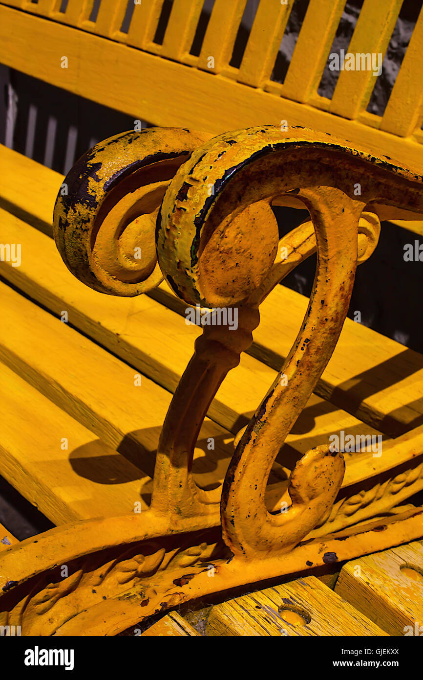 Yellow Bench Detail Stock Photo - Alamy