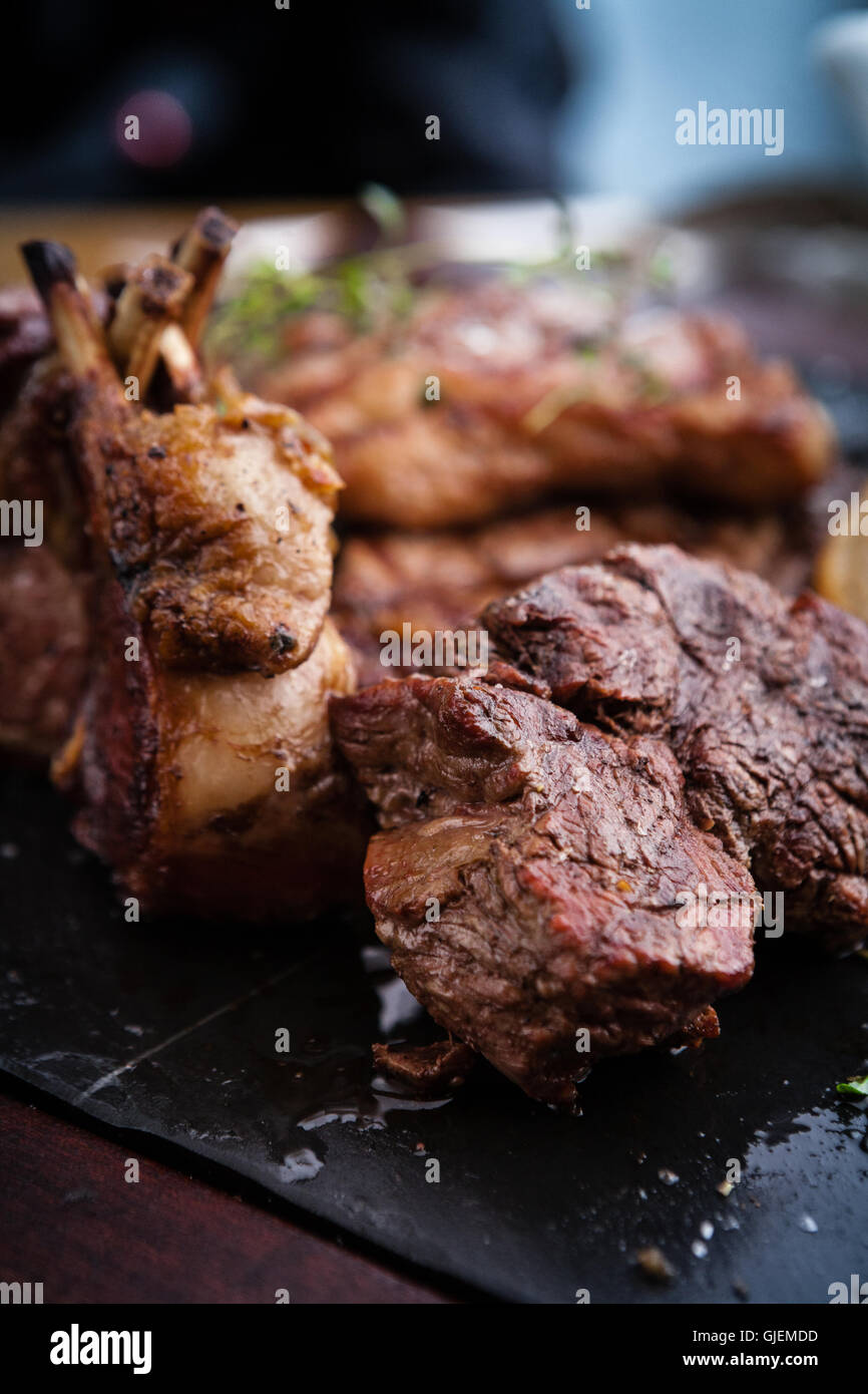 Assorted delicious steaks Stock Photo - Alamy