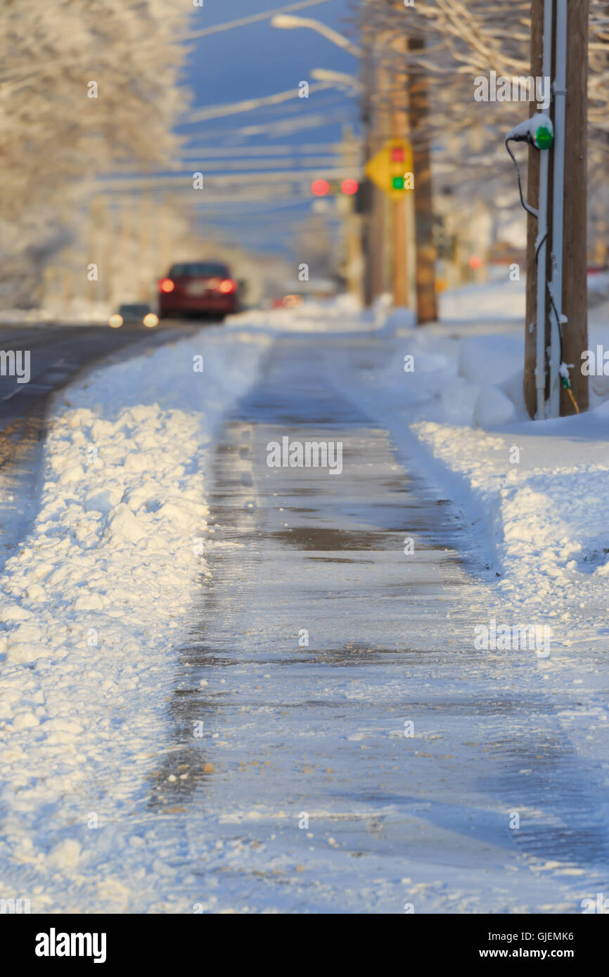 Newly cleared sidewalk after a winter snowfall Stock Photo - Alamy Newly cleared sidewalk after a winter snowfall Stock Photo - Alamy