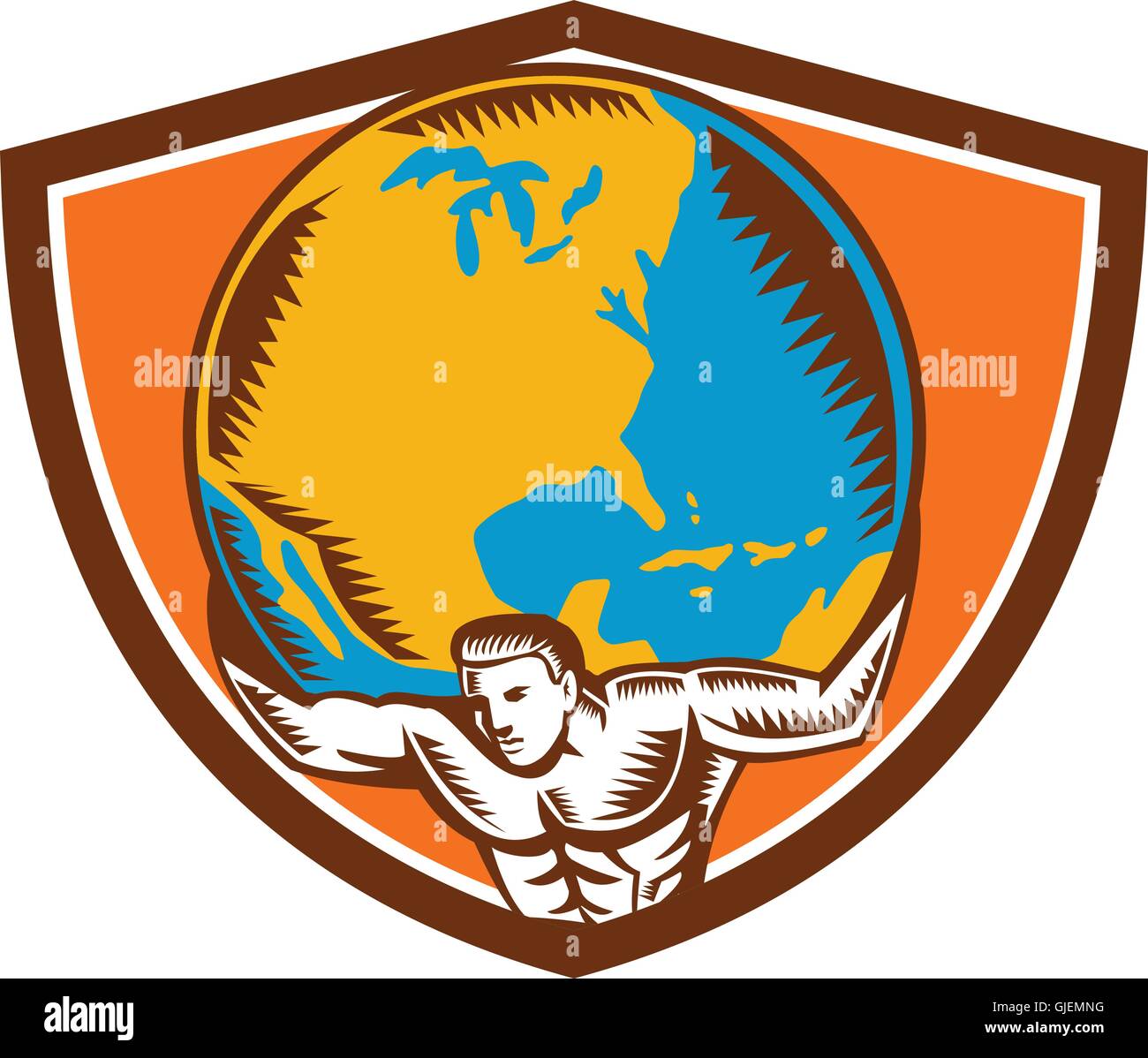 Illustration of Atlas carrying lifting globe world earth on his back ...