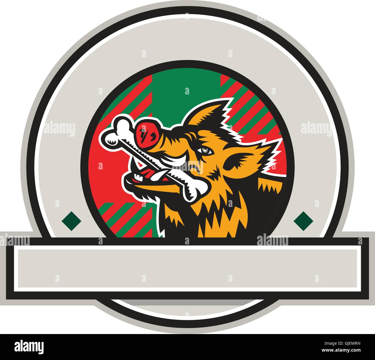 Illustration of a wild pig boar razorback head looking up to the side ...