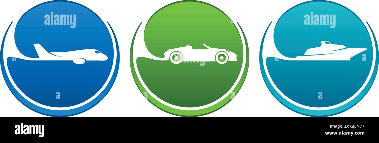 Vector vehicles icons about airline, highway, seaway transport for ...