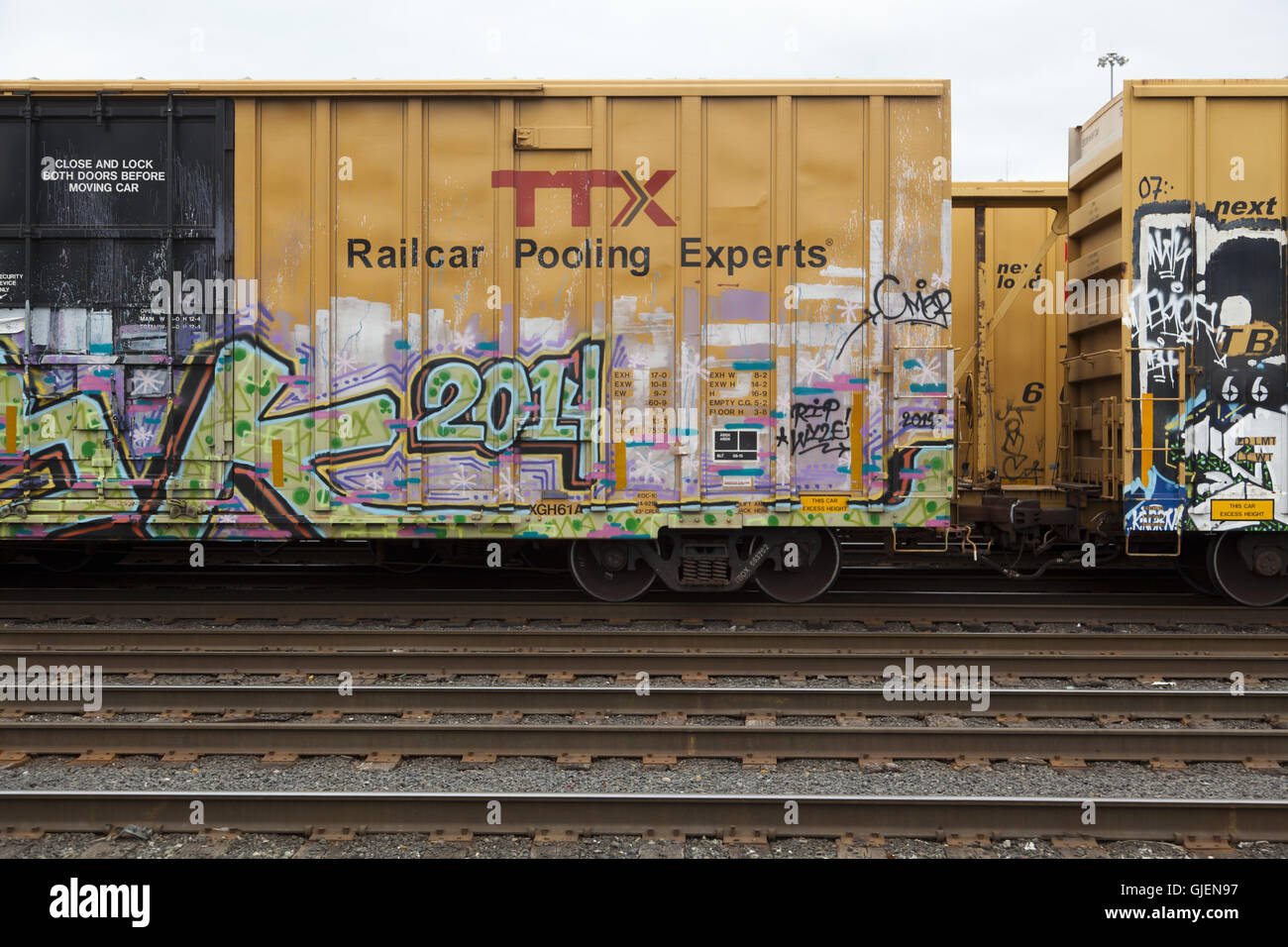 Graffiti on train cars hi-res stock photography and images - Alamy
