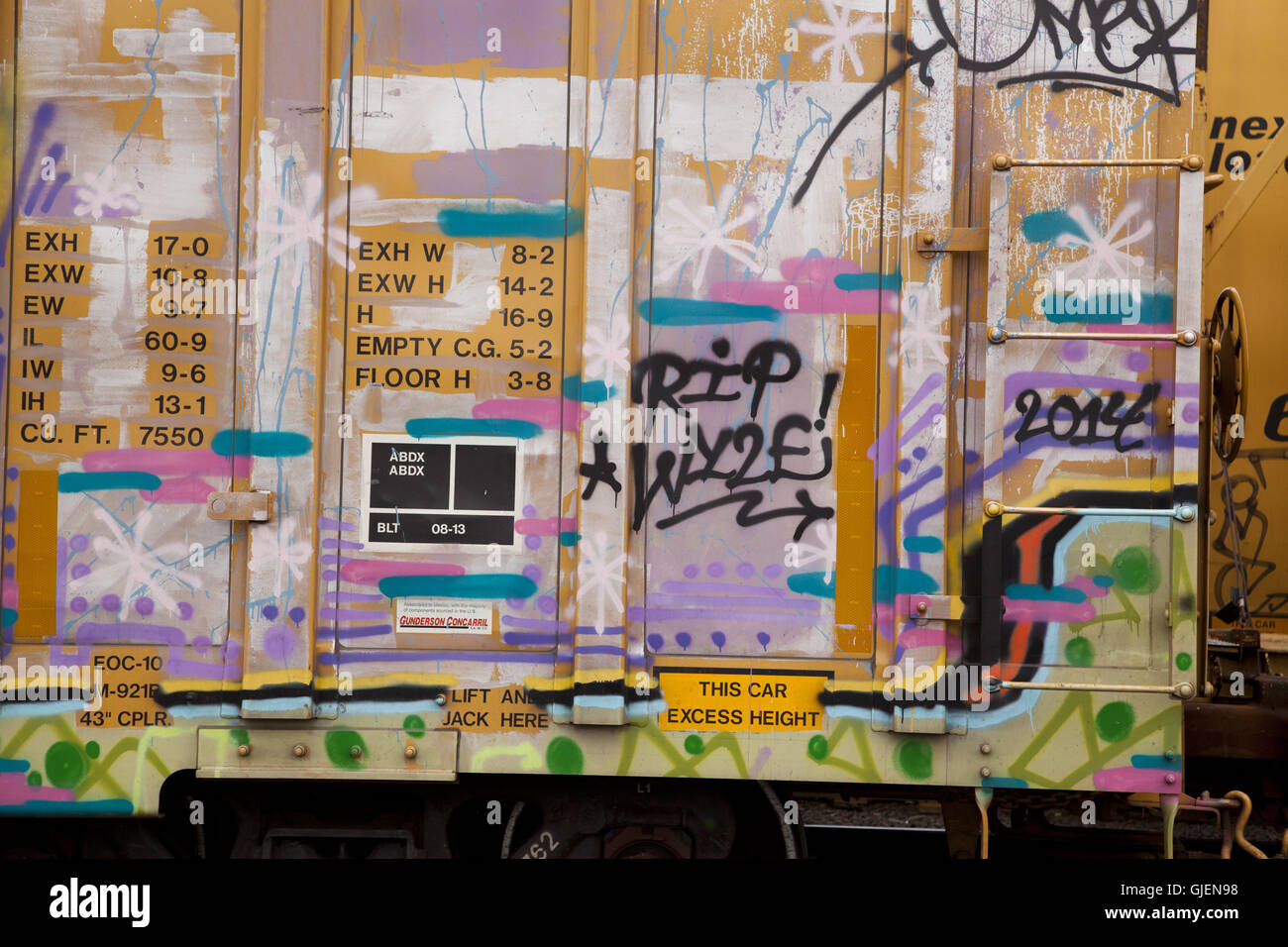 Graffiti on train cars, Portland, Oregon, USA Stock Photo - Alamy