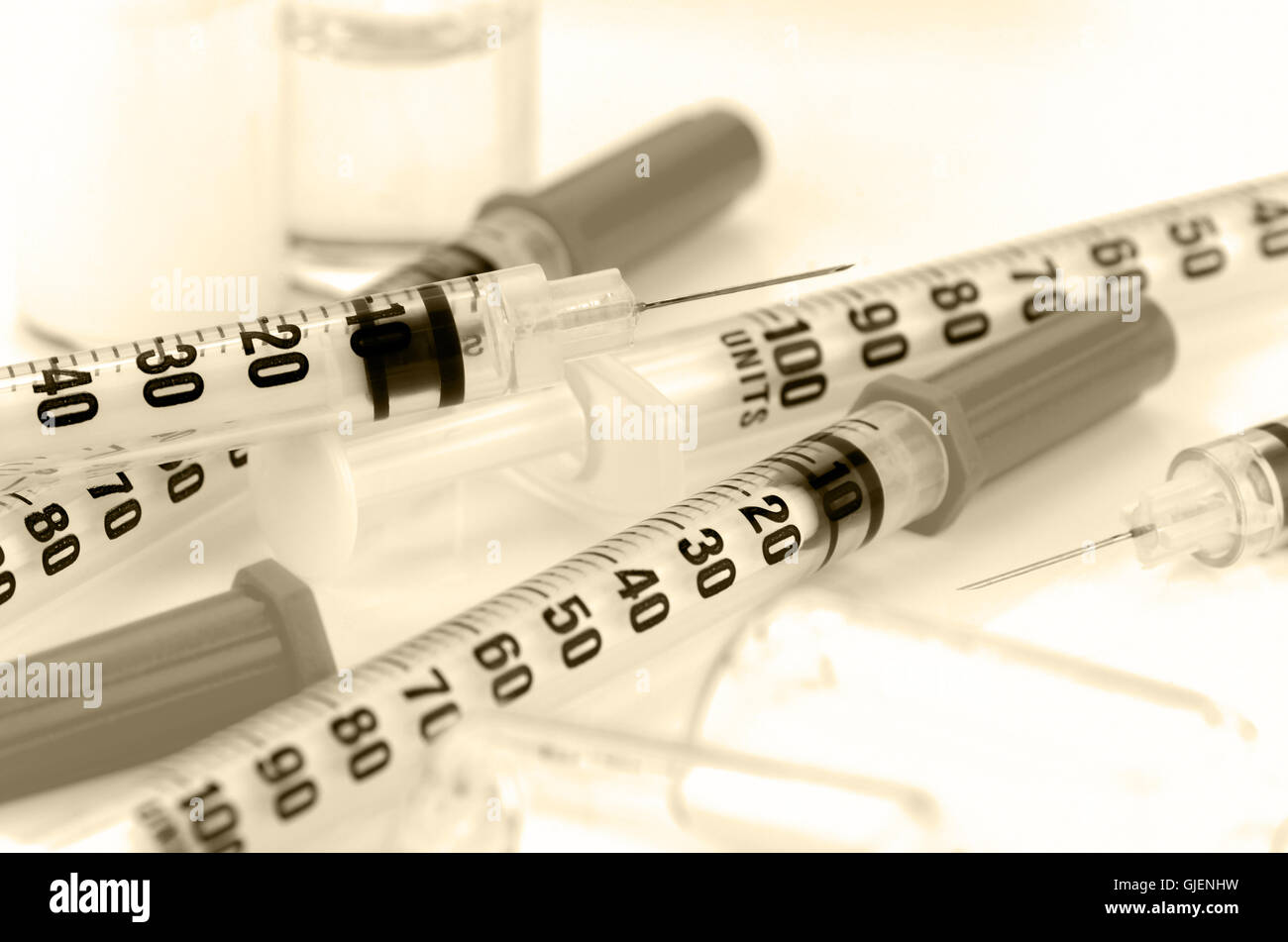 Insulin syringe with 29G. needle on white background Stock Photo - Alamy