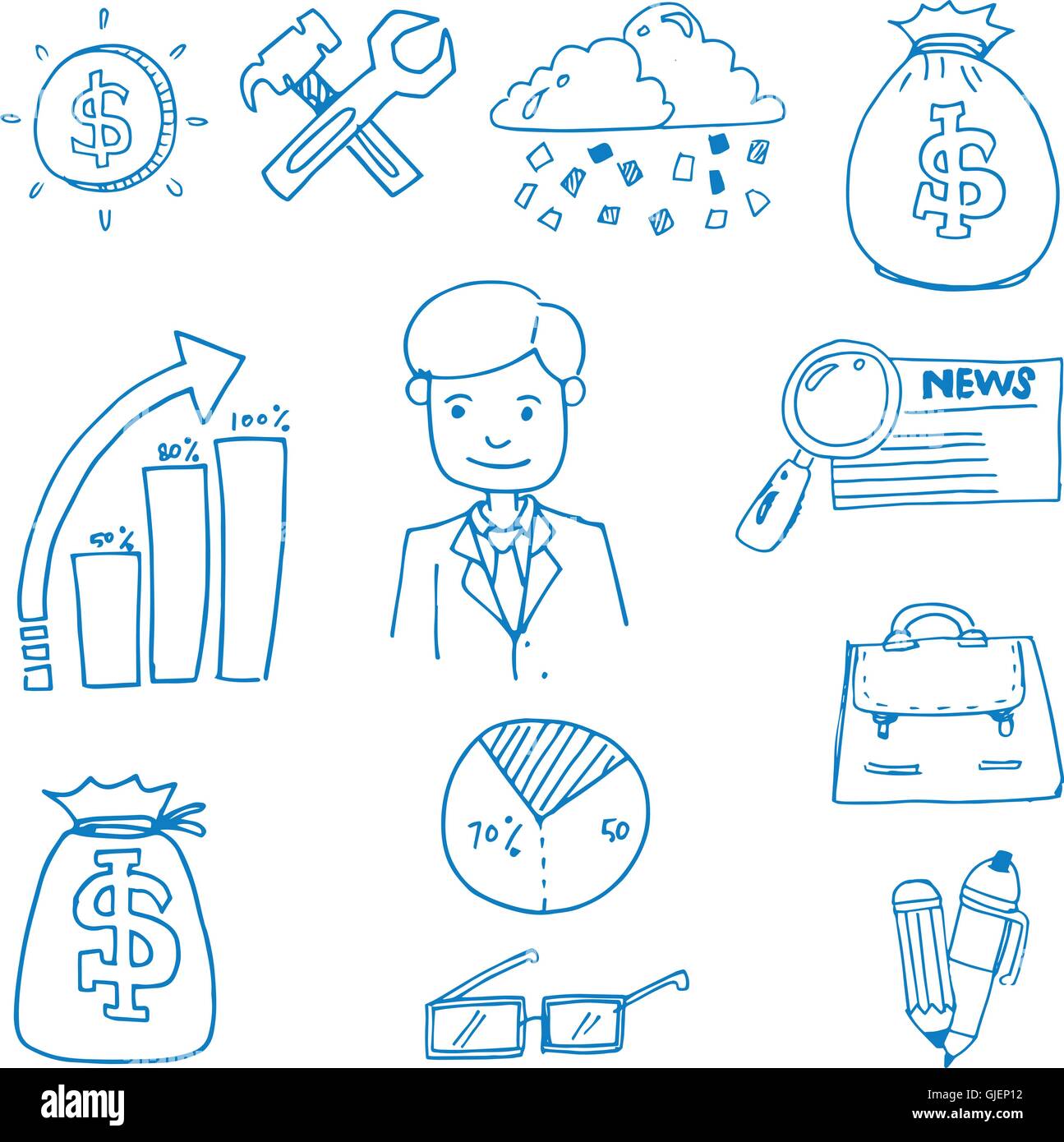 Doodle of business object set Stock Vector Image & Art - Alamy