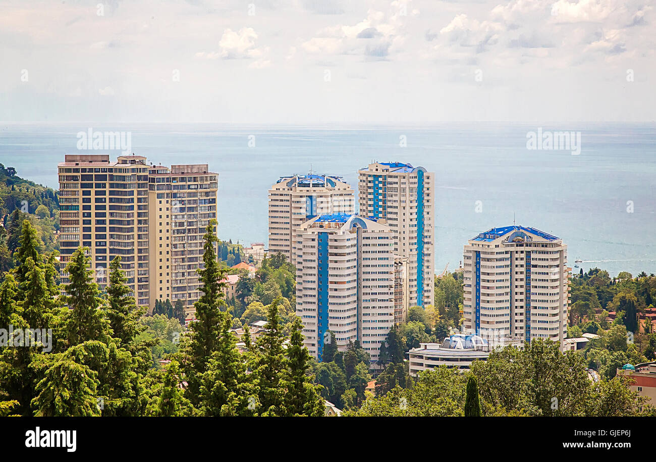 Beautiful panoramic summer landscape at the resort city of Sochi on the ...