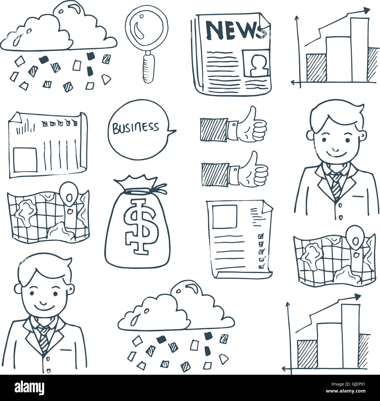 Doodle of business symbol set Stock Vector Image & Art - Alamy