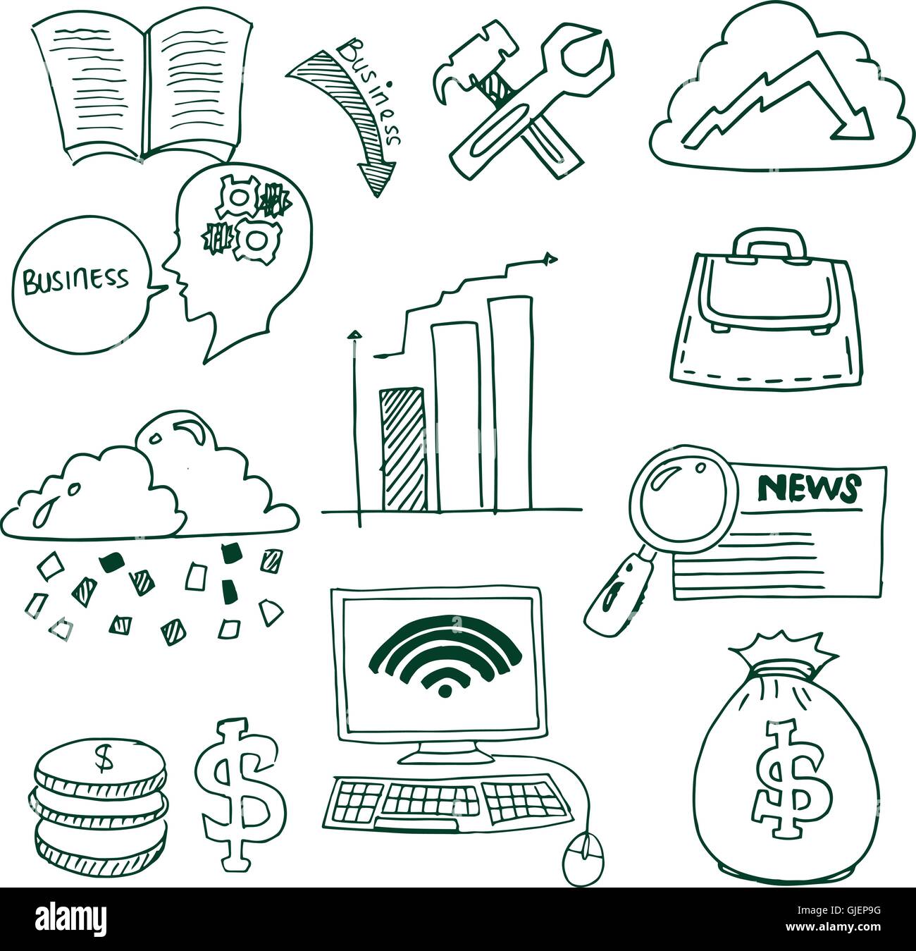 Doodle of symbol business set Stock Vector Image & Art - Alamy