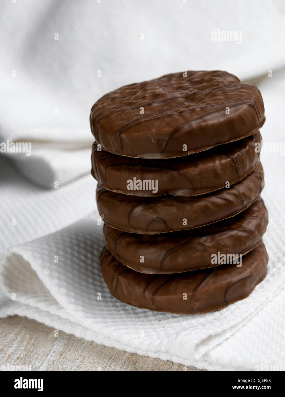 Chocolate Biscuit Tower Stock Photo - Alamy