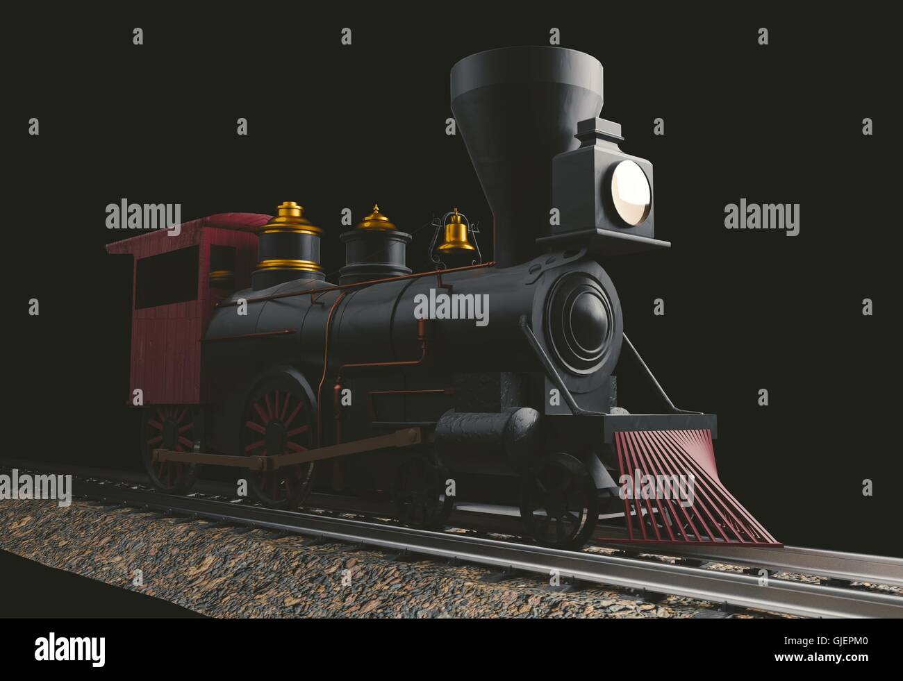 Old American Steam Locomotive 3D illustration Stock Photo - Alamy