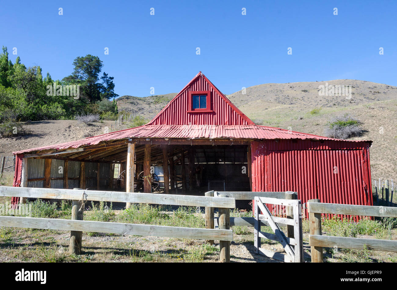 Barn at Muzzle Station, Clarence River, South Island, New Zealand Stock ...