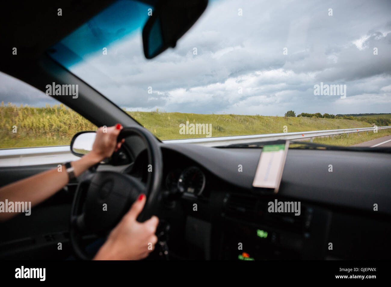 One car driving on asphalt hi-res stock photography and images - Alamy