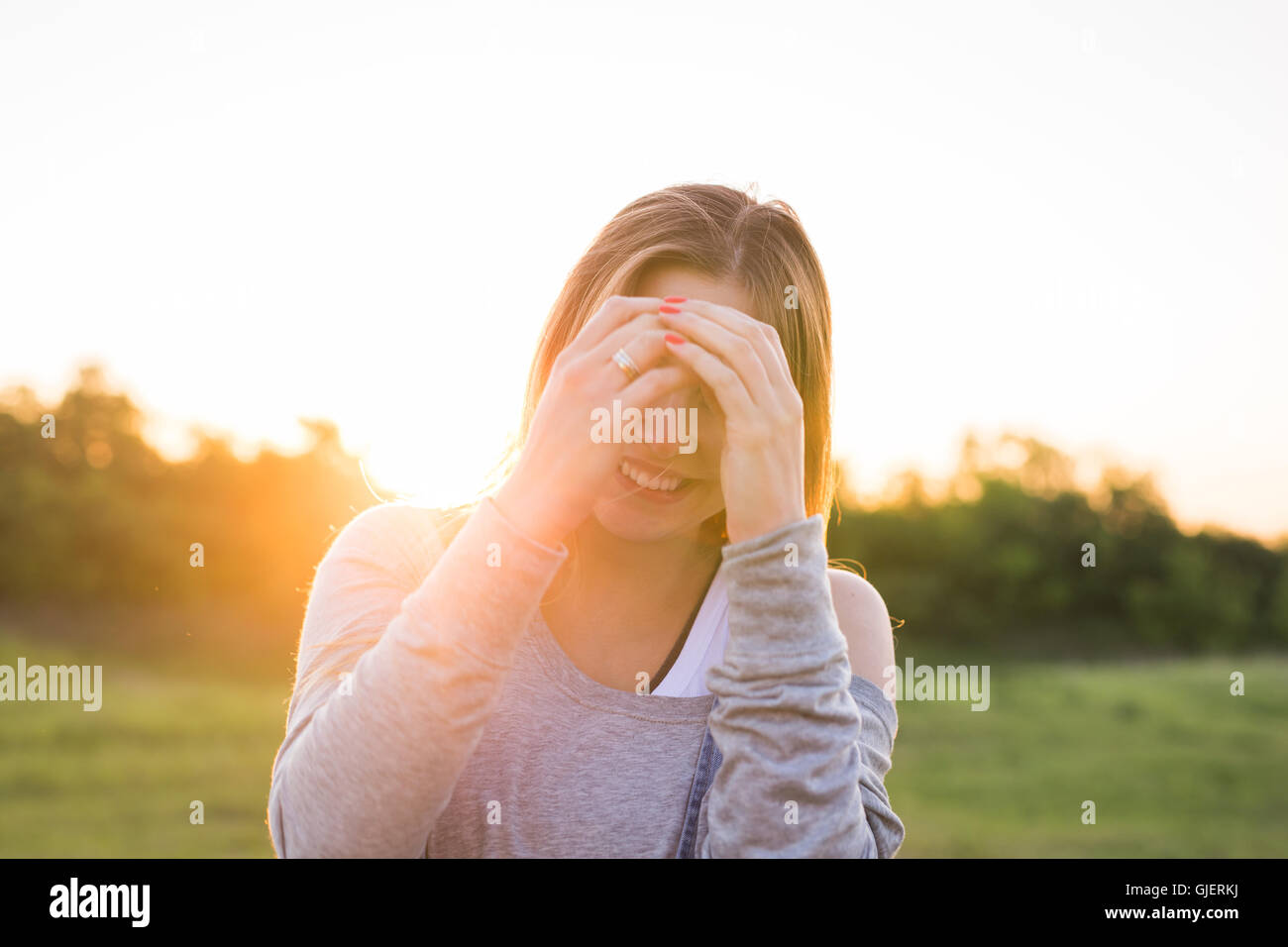 Beauty Sunshine Girl Portrait. Happy Woman Smiling . Sunny Summer Day ...