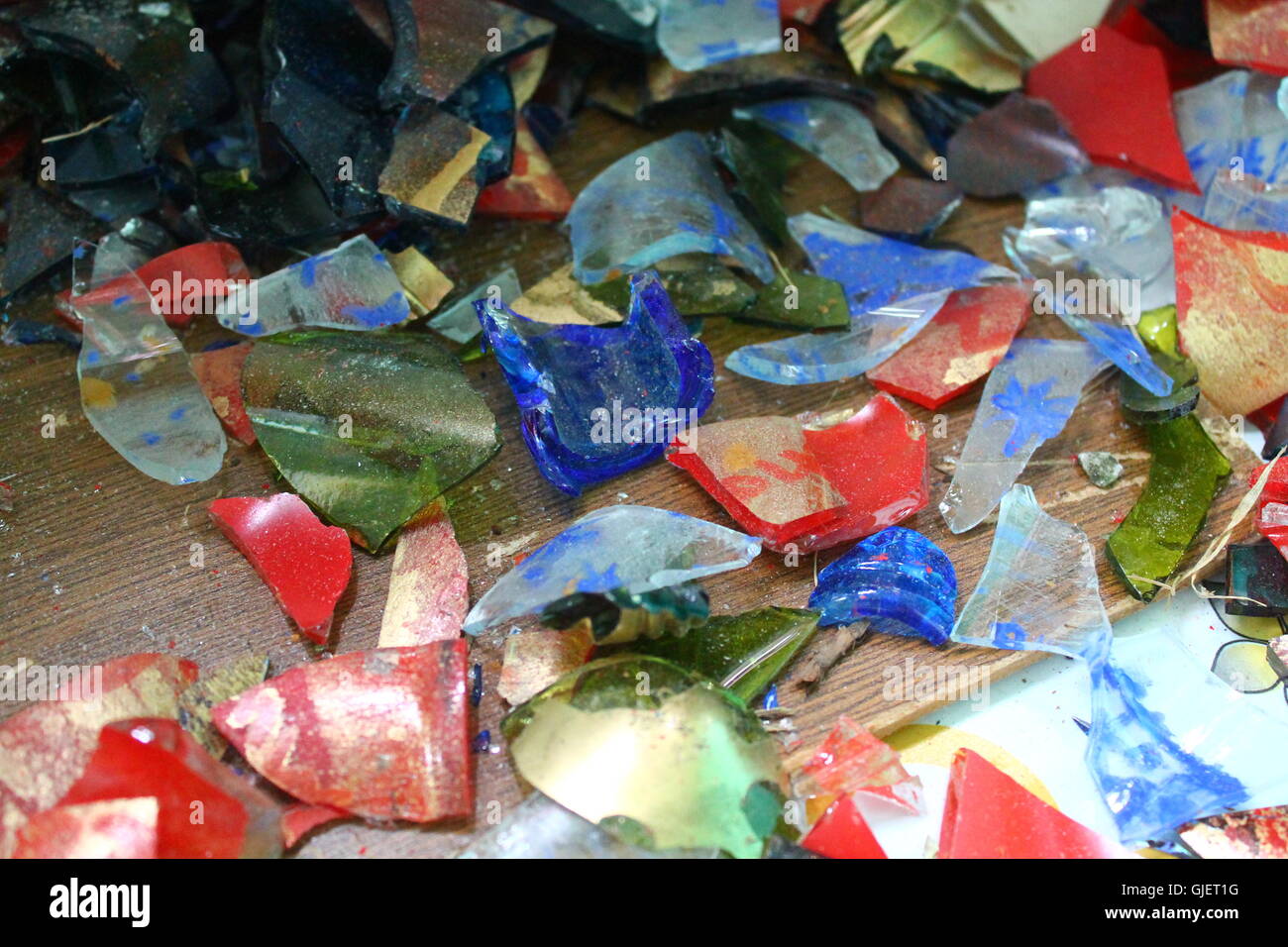 colorful glass broken fragments look like a kiddish lollipop prepare ...