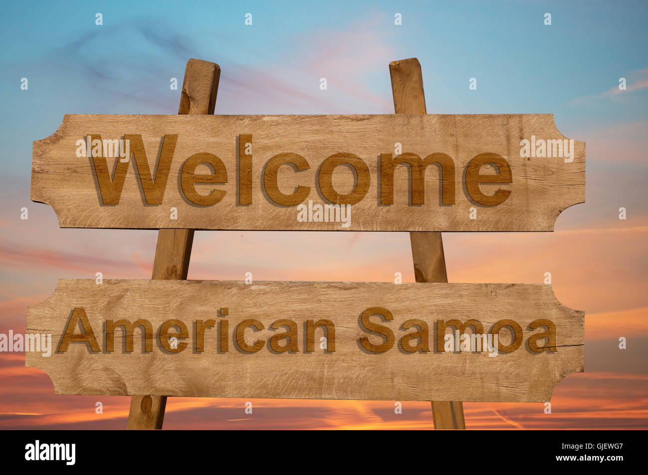 Welcome to American Samoa sing on wood background Stock Photo - Alamy