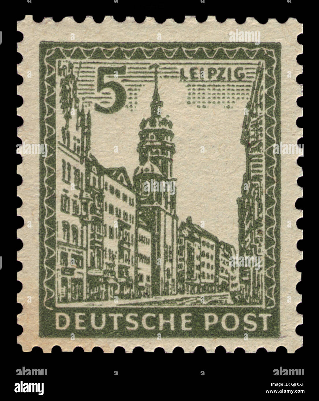 The SBZ West-Sachsen 1946 158 stamp depicts the Nikolaikirche in ...
