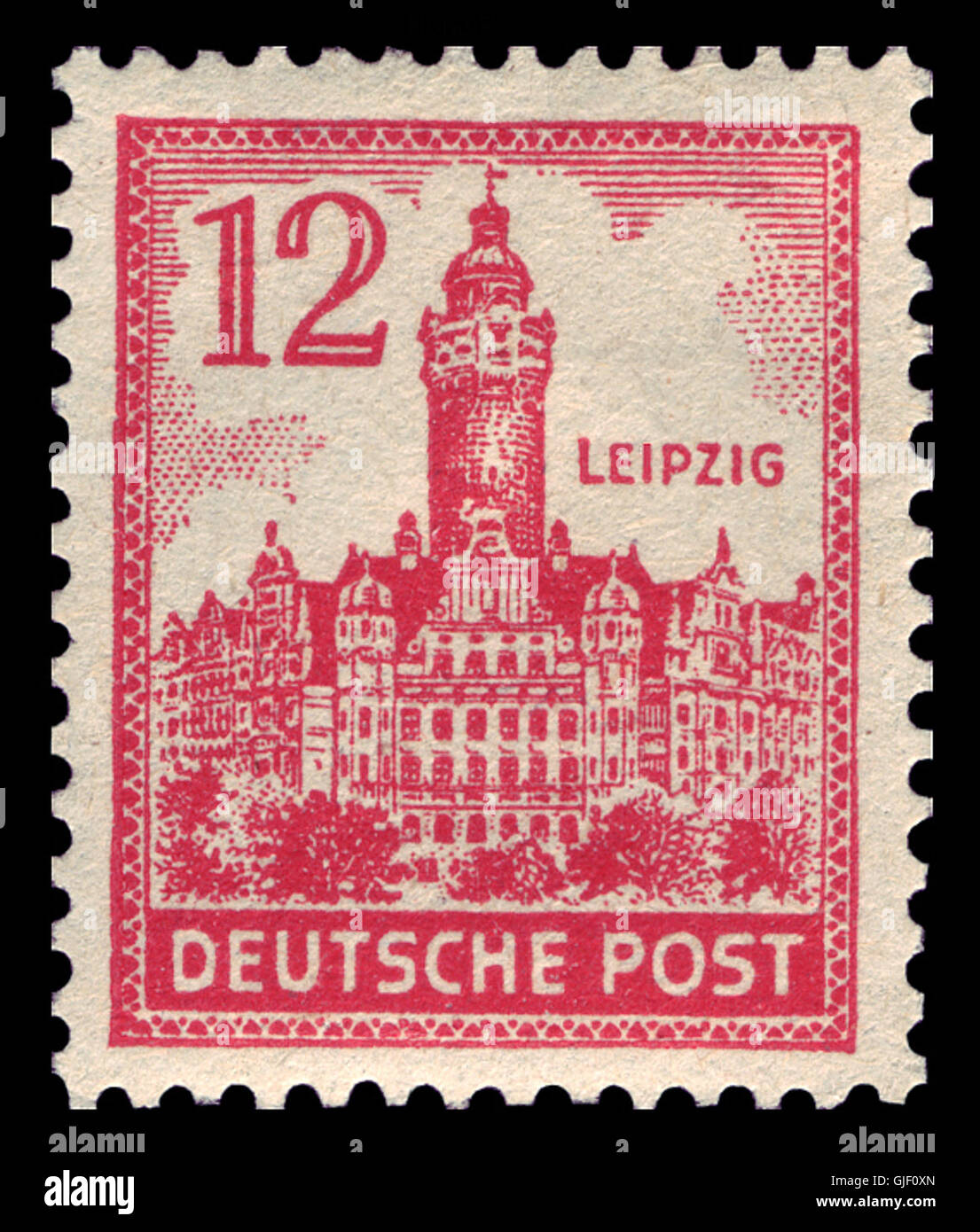 The SBZ West-Sachsen 1946 161 Leipzig stamp features a depiction of the ...